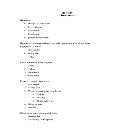 Honesty | DOC