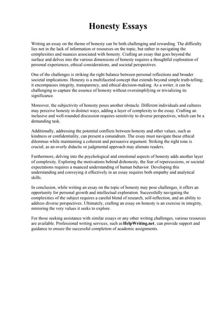 Essay On Honesty Is The Best Policy. Henry H. Wells Middle School | PDF ...