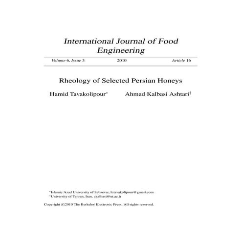 Honey rheology | PDF