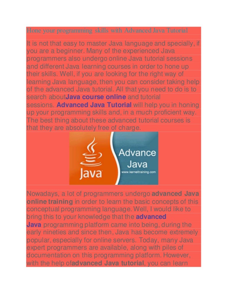 Hone Your Programming Skills With Advanced Java Tutorial