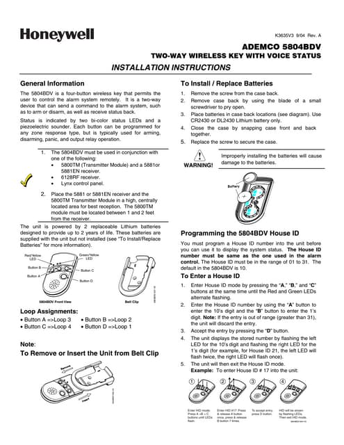 Honeywell 6148-install-guide | PDF