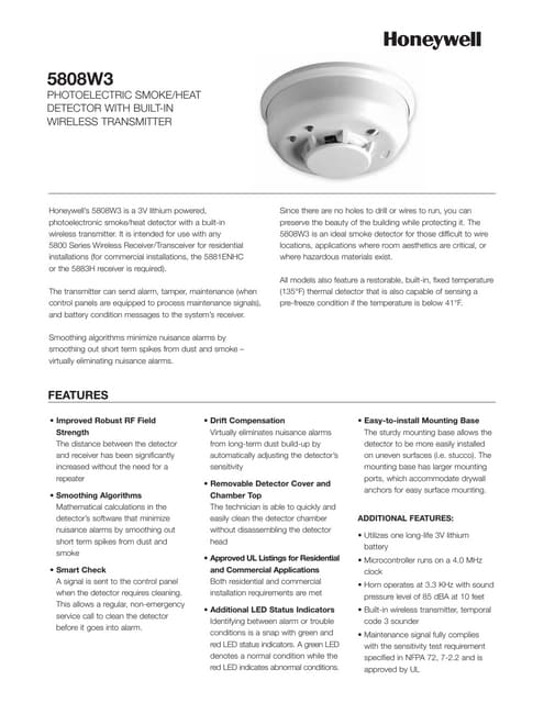 Fire-lite (honeywell) Sd355 Addressable Smoke Detector Data Sheet Shop ...