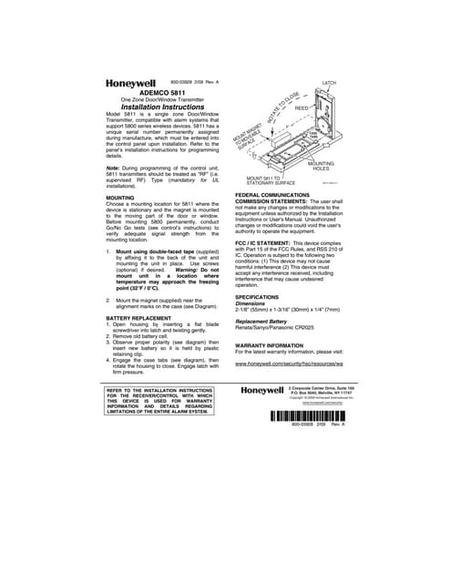 Honeywell 5820l-install-guide | PDF