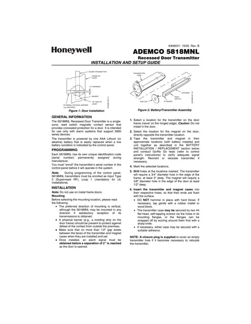Honeywell 5811-install-guide | PDF