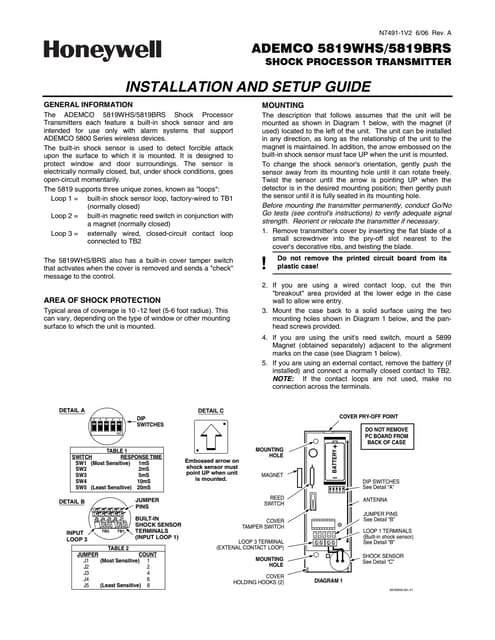 Honeywell 5818mnl-install-guide | PDF