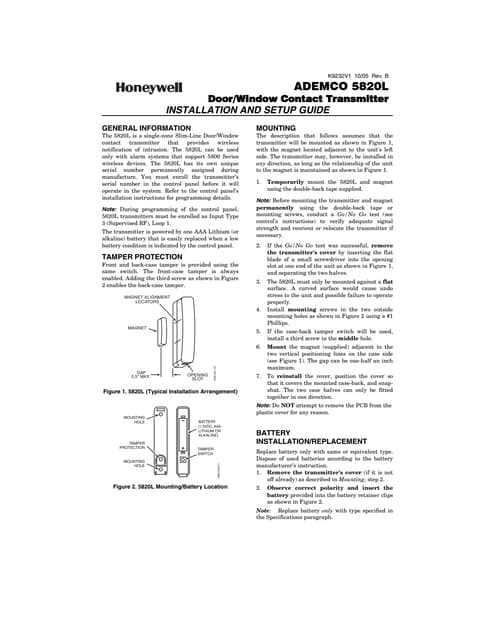Honeywell 5818mnl-install-guide | PDF