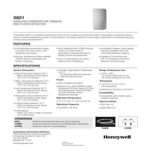 Honeywell 5821-data-sheet | PDF