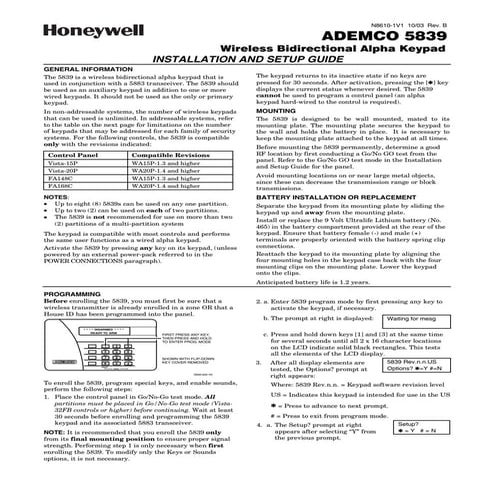 Honeywell 6150-honeywell-6160-install-guide | PDF