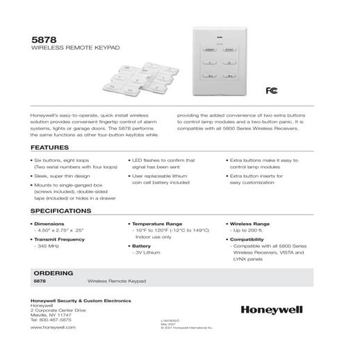 Honeywell 5878-data-sheet | PDF