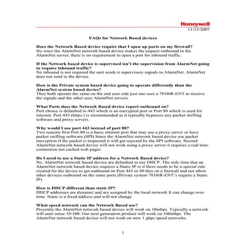 Honeywell alarmnet-internet-faqs | PDF | Computer Networking | Computing