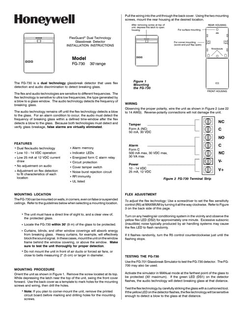 Honeywell fg1625rfm-install-guide | PDF