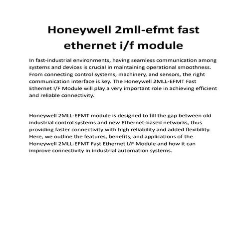 Honeywell 2mll efmt fast ethernet interface module.pdf