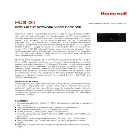Honeywell hus d4_ds | PDF