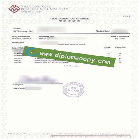 Hong Kong Polytechnic University transcript | PDF