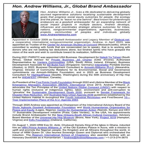 Honorable Andrew Williams Jr Global Brand Ambassador v20230619 | PDF