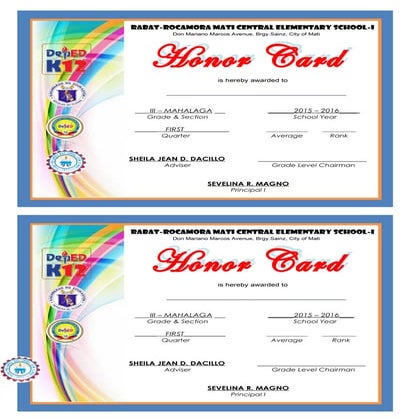 Honor card new edition | DOC