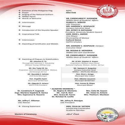 WMSU Honors Night 2016 | PDF