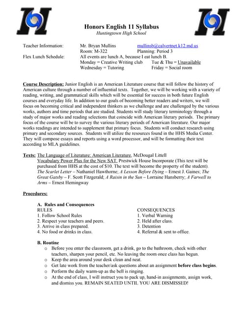 Us history course syllabus | DOC | Homework and Study | Education