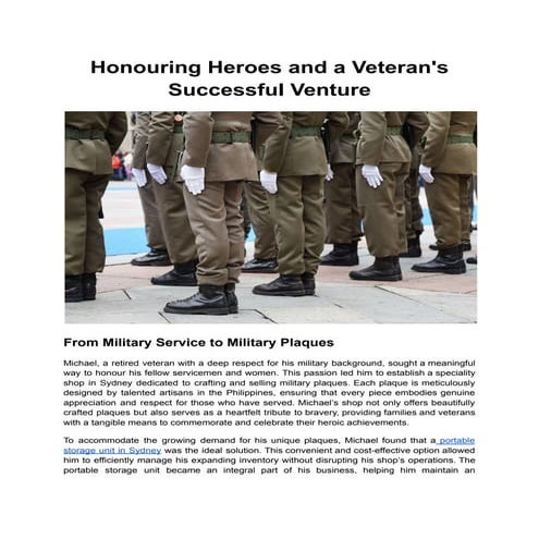 Honouring Heroes and a Veteran’s Successful Venture | PDF