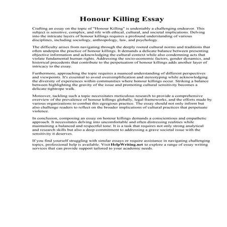 Honour Killing Essay | PDF