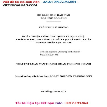 Hoàn thiện công tác quản trị quan hệ khách hàng tại công ty đào tạo và ...