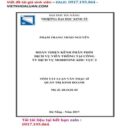 Hoàn thiện kênh phân phối dịch vụ viễn thông tại công ty dịch vụ Mobifone khu vực 3.doc