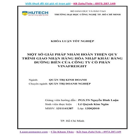 Hoàn thiện quy trình giao nhận hàng hóa nhập khẩu bằng đường biển của ...