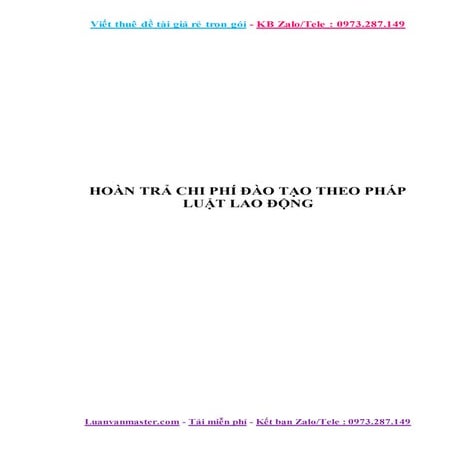 Luận văn hoàn trả chi phí đào tạo theo pháp luật lao động.docx