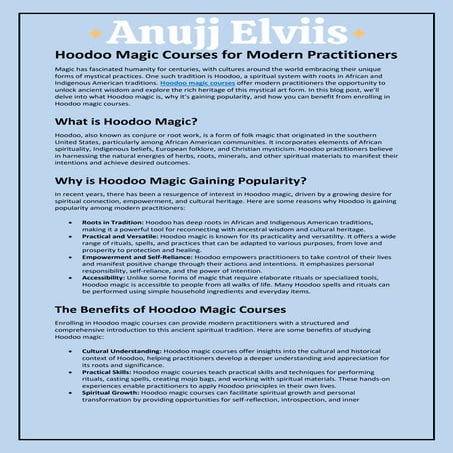 Hoodoo Magic Courses for Modern Practitioners | PDF