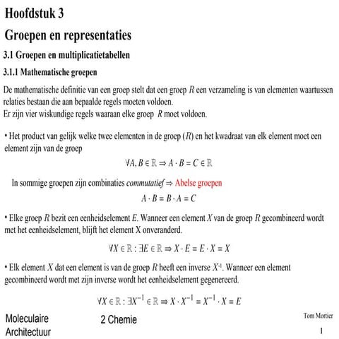Moleculaire Architectuur - Groepen en Representaties | PPT