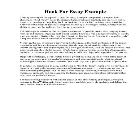 Hook For Essay Example | PDF