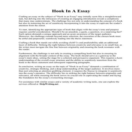 Hook In A Essay Pdf
