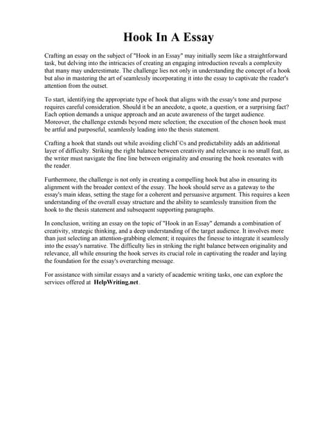 Hook In A Essay Pdf