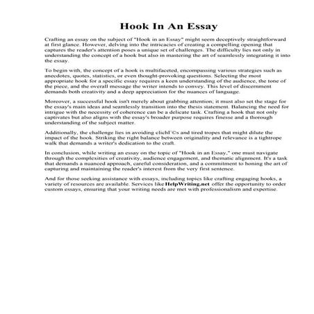 Hook In An Essay. 019 Good College Essay Hooks Example Hook Sentences ...