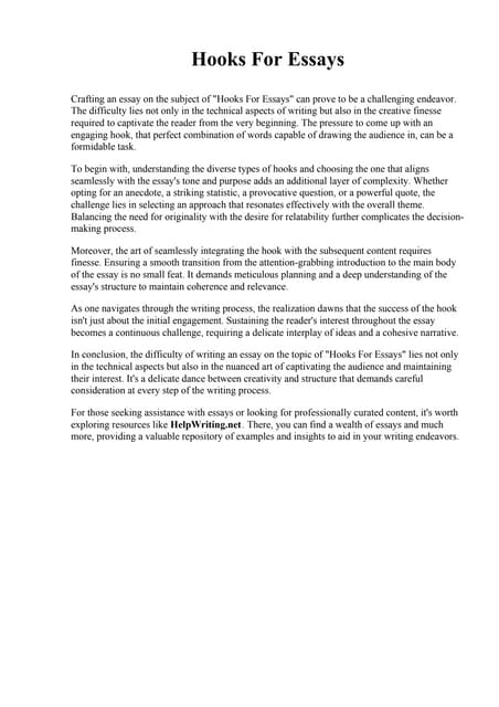 Hook Of An Essay.pdf | Screenwriting | Content Production