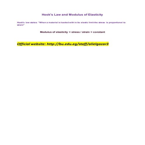 Hook's law and modulus of elasticity | DOCX