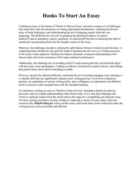 Opening Paragraph For Essay | PDF