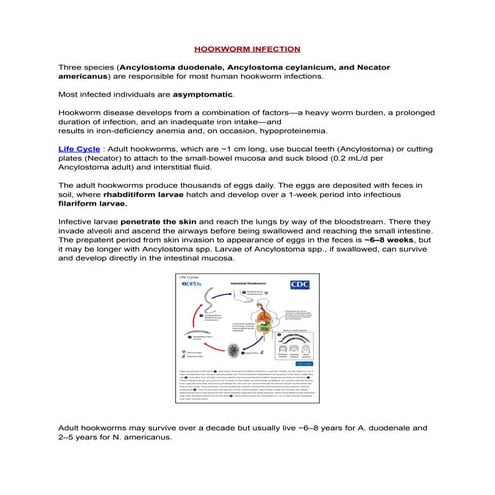HOOK WORM INFECTION - Clinical Features , Diagnosis & Treatment.pdf