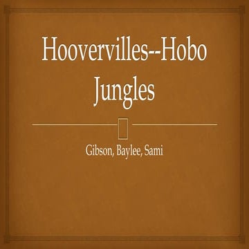 Hoovervilles--Hobo Jungles | PDF