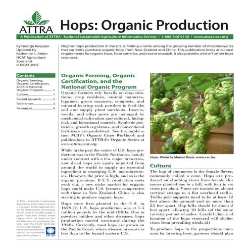 Hops: Organic Production | PDF