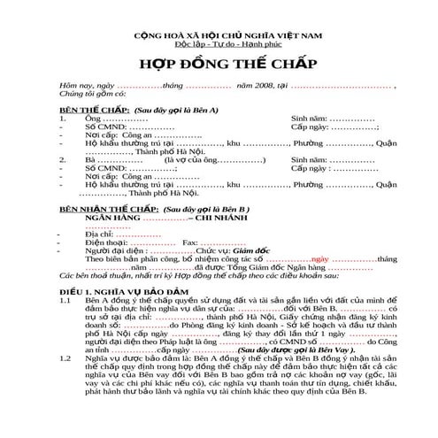 Hop dong-the-chap | PDF