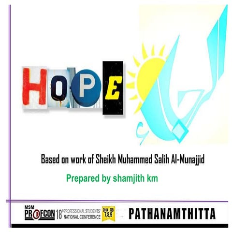 Hope in Islam-power point for MSM PRPFCON -PATHANAMTHITTA | PPTX