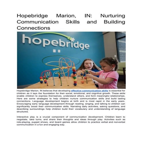 Hopebridge Marion, IN_ Nurturing Communication Skills and Building ...