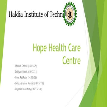 Hope health care centre, Hospital Management Website | PPTX