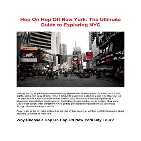Hop On Hop Off New York: The Ultimate Guide to Exploring NYC | PDF