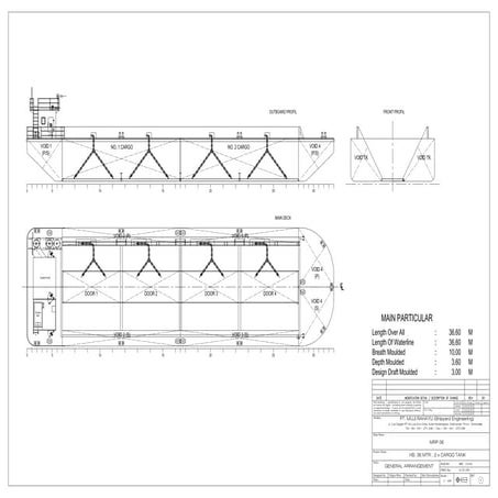 General Arrangement - Hopper Barge 36,6 Meters - MRP 06 | PDF