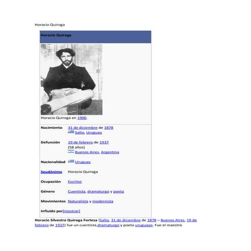 Horacio quiroga pp | PPT
