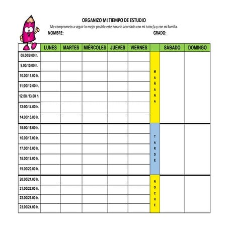 ORGANIZO MI TIEMPO ficha de trabajo horario | DOC