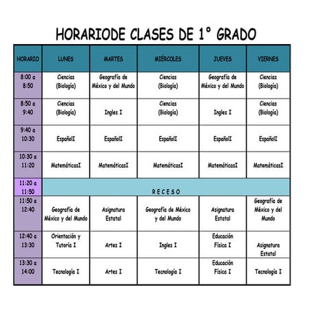 Horario 1º grado | DOCX