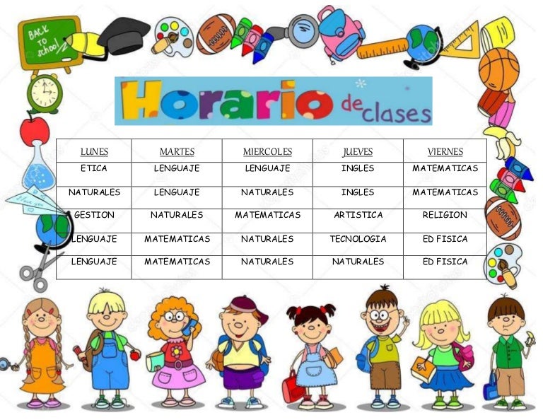 Horario clase grado 3